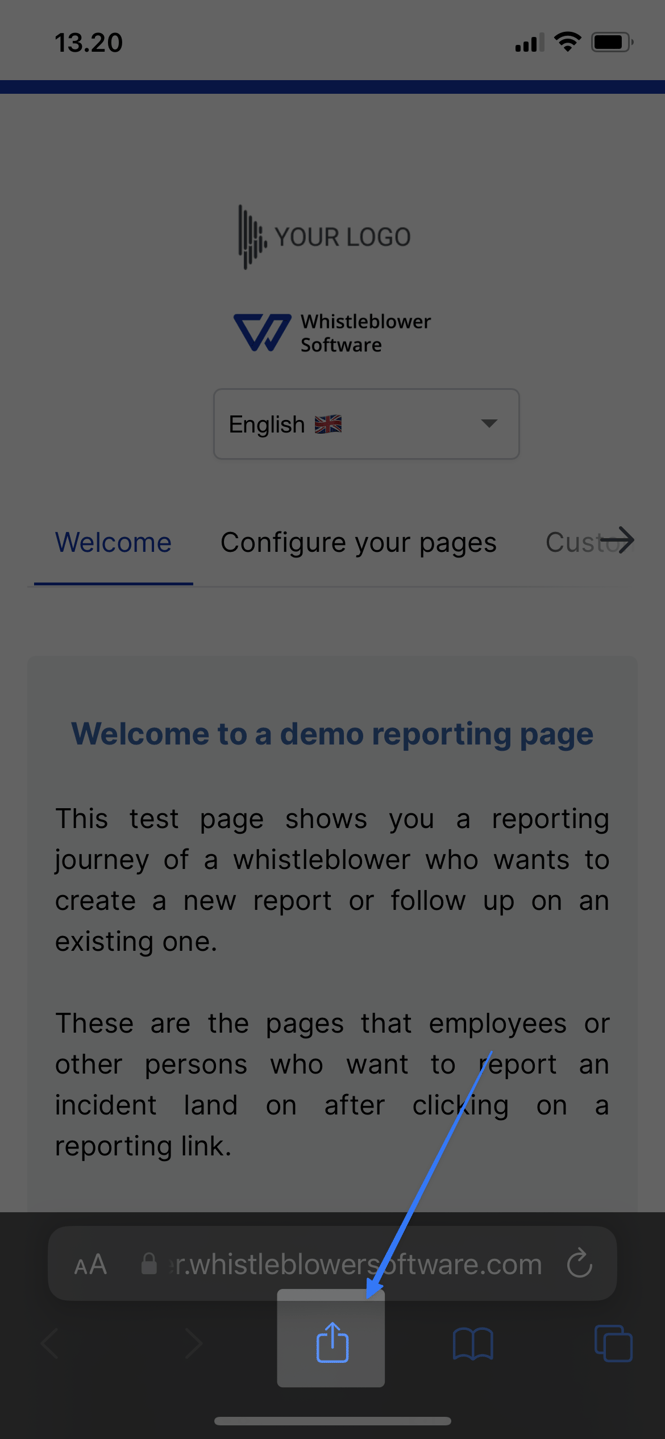 How to add the whistleblowing channel to your phone